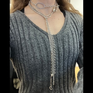 Set of Two Layering Chunky Chain Necklace, Chunky Silver Necklace ...