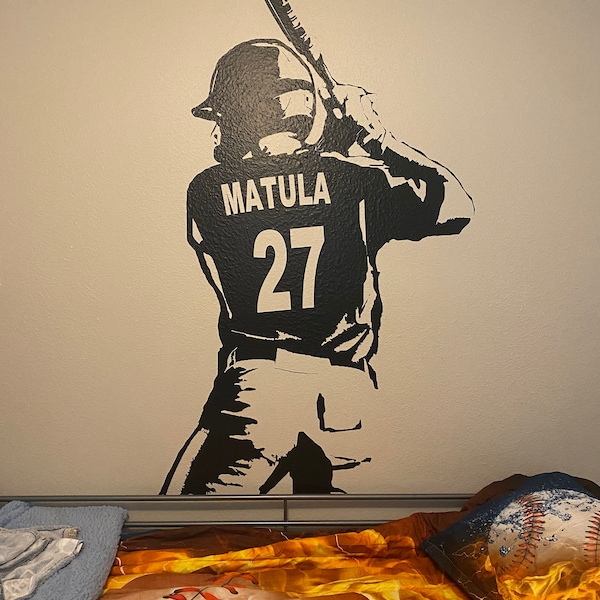Custom Baseball Wall Decal: Name & Number, Boy's Bedroom Vinyl Decor - Etsy