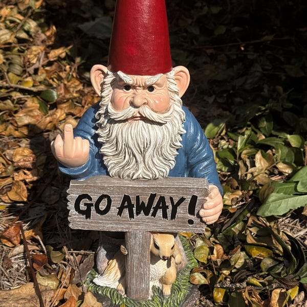 Go Away Gnome With Middle Finger Figurine Gnome Garden Statue Grumpy ...