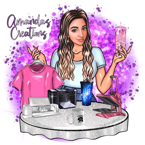 Business Logo Portrait, Avatar, Cricut Crafter Logo, Cartoon Logo ...