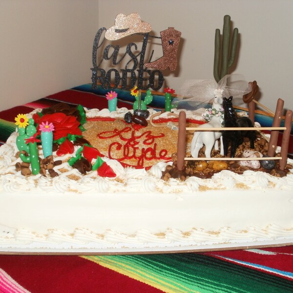 Last Rodeo Cake Topper, Western Theme Bachelorette Cake Topper, Nash ...