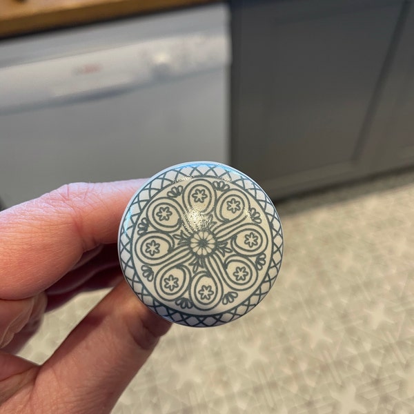Grey and White Ceramic Knobs Ceramic Door Knobs Kitchen Cabinet Knobs Drawer Knobs Cupboard ...