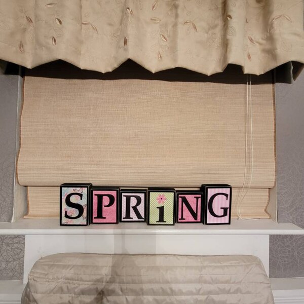 Wood Spring Blocks, Reversible Sign, Spring Decor, Spring Decoration ...