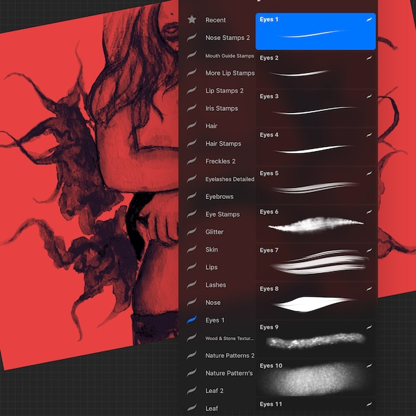 70 Procreate Face Stamps, Face Guide Stamps, Procreate Portrait ...