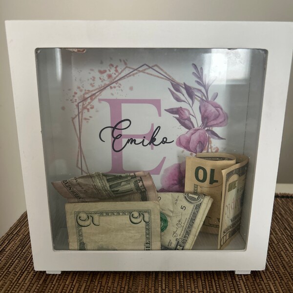 Girls Money Bank - Personalized Piggy Bank - Custom Wood Money Box ...