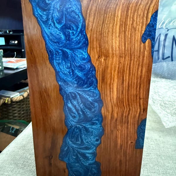 Handcrafted Rosewood and Green Resin Urn Box - Unique Memorial Urn for ...