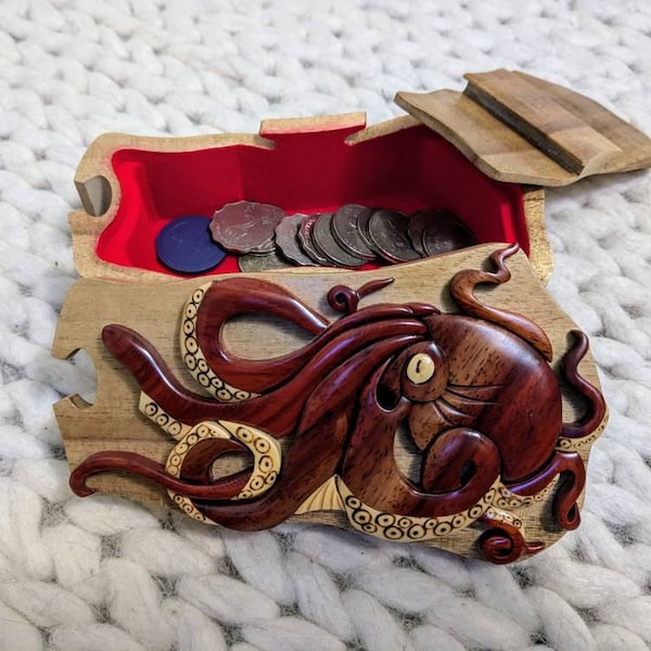 Octopus Gift Idea for Octopus Lover Wooden Box - Wooden Octopus Jewelry ...