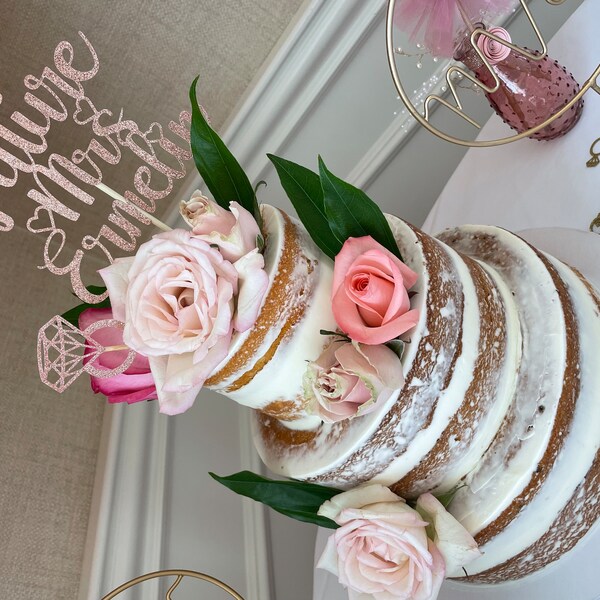 Rose Gold Bridal Shower Cake Topper | Personalized Bridal Shower ...