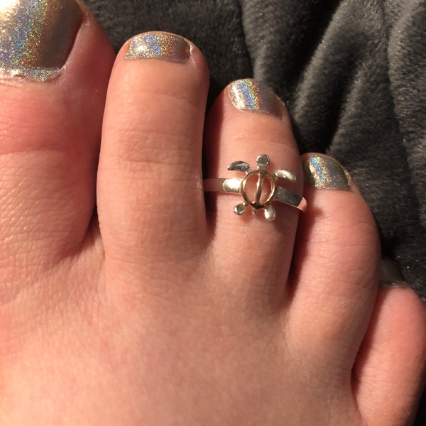 Sterling Silver Sea Turtle Honu Hawaiian Toe Ring, Turtle Toe Ring ...