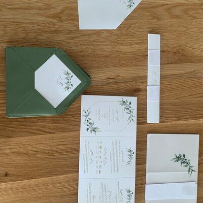 Modern Concertina Wedding Invitation Neutral Trifold Wedding Invite ...