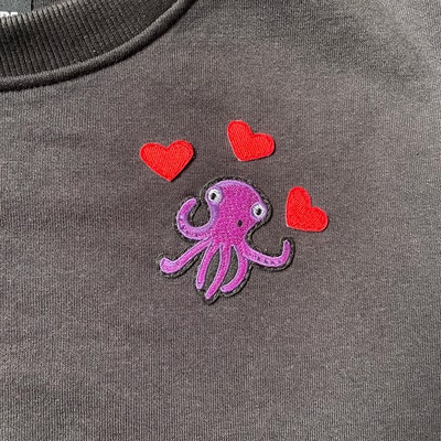 Purple Octopus Iron-on Patch, Octopus Badge, Marine Animal Patch ...