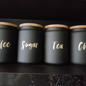 Tea, Coffee, Sugar Storage Jar Labels Hot Drink Decals Pantry Labels ...