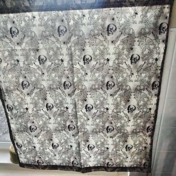 Victorian Inspired Filigree & Skulls Choice of Window Valance or Cafe ...
