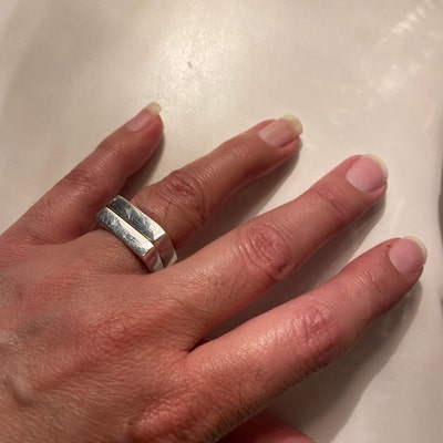 Square Band Ring. Sterling Silver Square Ring. Silver Geometric Ring ...