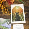 Cat Art Watercolor Print - Ghosty Meets a Unicat - Fantasy Art ...