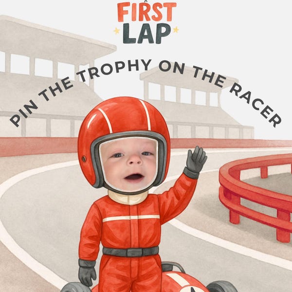 First Lap 1st Birthday , Race Car Party Personalized Photo Printable ...