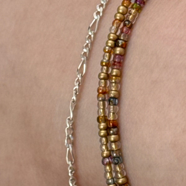 STARDUST - Gold Luster Beaded Anklet - Double Wrap Anklet - Stretchy Anklet - Anklets for Women ...