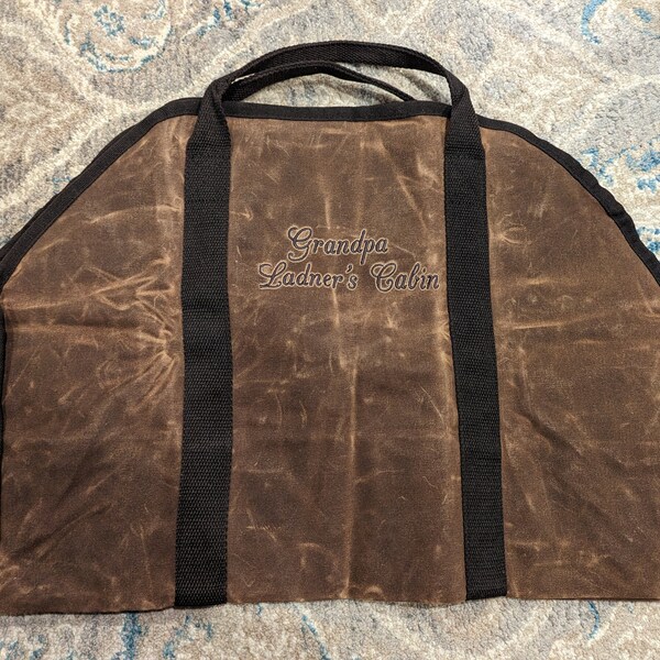 Monogrammed Log Carrier - Log Holder - Firewood Holder - Fireplace ...