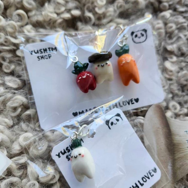 Veggie Charms || Mushroom, Carrot, Radish, and Red Radish || Handmade ...