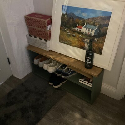 Bespoke Solid Rustic Shoe Bench Farmhouse Shoe Rack Handmade Rustic ...