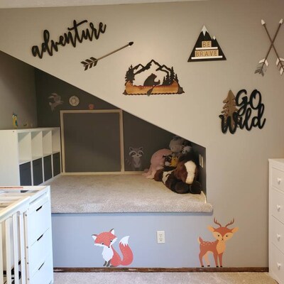 Forest Animal Creatures Wall Decal Nursery Decor Bear Fox Bunny Owl ...