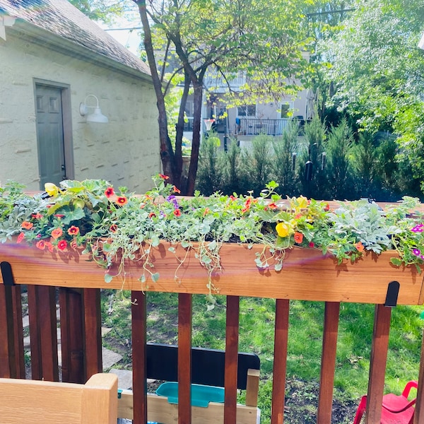 Cedar Railing Planter Box With Brackets, Balcony Planter Box, Hanging Planter Box, Deck Rail ...