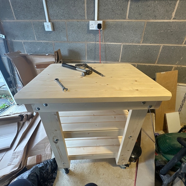 Wooden Work Bench With Wheels in Various Sizes - Etsy UK