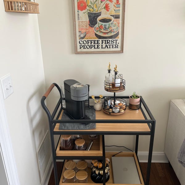 Coffee First, Retro Wall Art, Downloadable Art, Coffee Cart Print ...