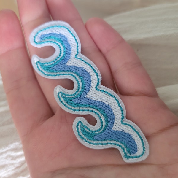 Wave Patch - Simple Beach - Ocean - Embroidered Iron on Patches Custom ...