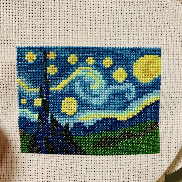 The Starry Night Mini Cross Stitch Pattern PDF, Small Mini Art ...