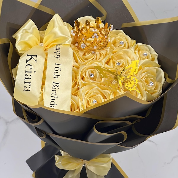 Custom Rose Bouquet With Ribbon Text – Prom Proposal Gift, Keepsake ...