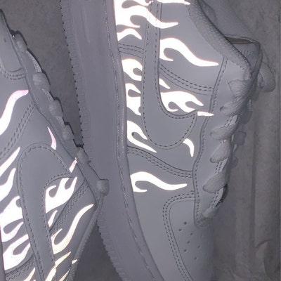 Reflective Flames White Nike Air Force 1 Custom Air Force 1s One 3m ...