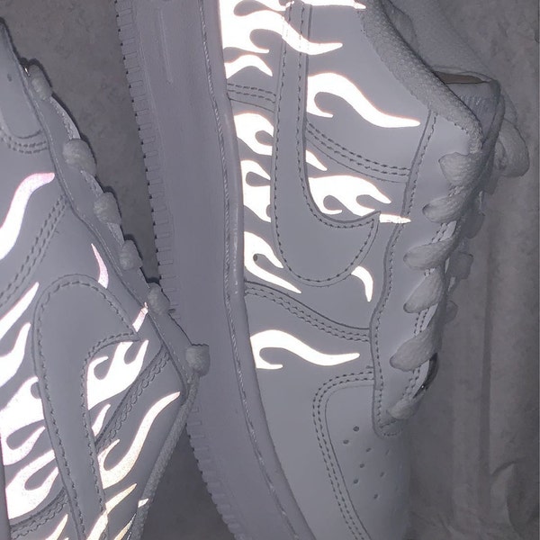 Reflective Flames Black Nike Air Force 1 | Custom Air Force 1s One | 3m ...