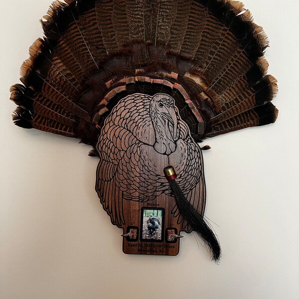 Custom Turkey Plaque Tail Mount, Personalized, Unique Fan, Beard, and ...