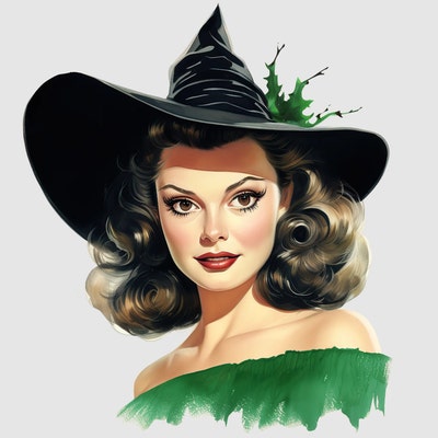 Black Winter Pin up Girl Portrait Illustrations. Vintage 40's Females ...