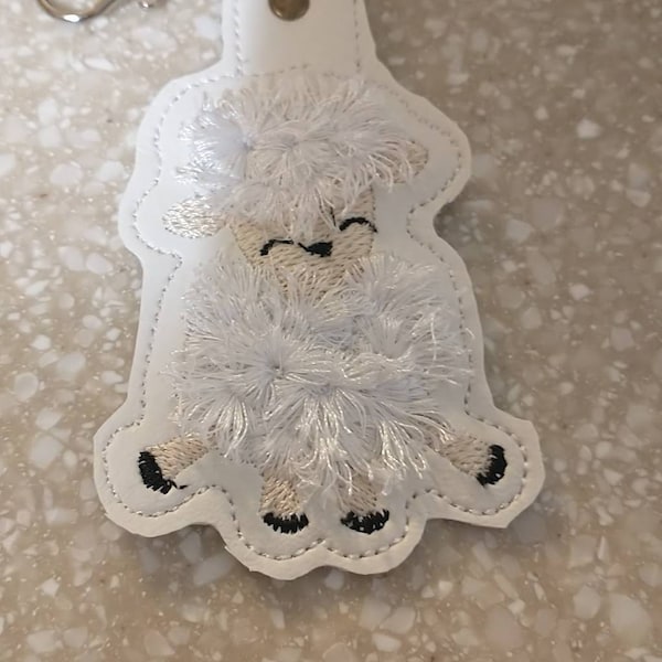Fringed Sheep Key Fob Snap Tab in the Hoop Machine Embroidery Designs ...