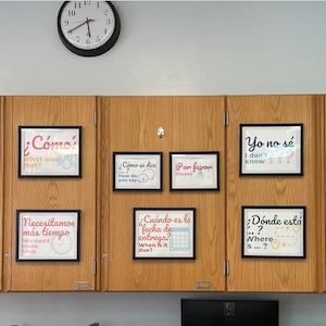Spanish Classroom Phrases Printable Poster Set Cursive and Print ...
