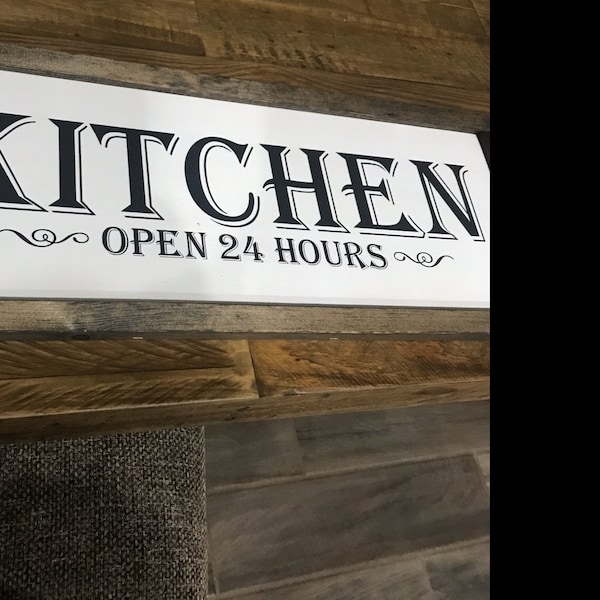 Farmhouse Kitchen Sign "open 24 Hours" Rustic Wood Framed Sign ...