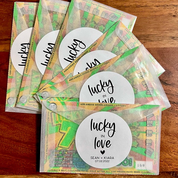 Lucky in Love Lotto Favor Stickers, Wedding Lottery Ticket Favors ...