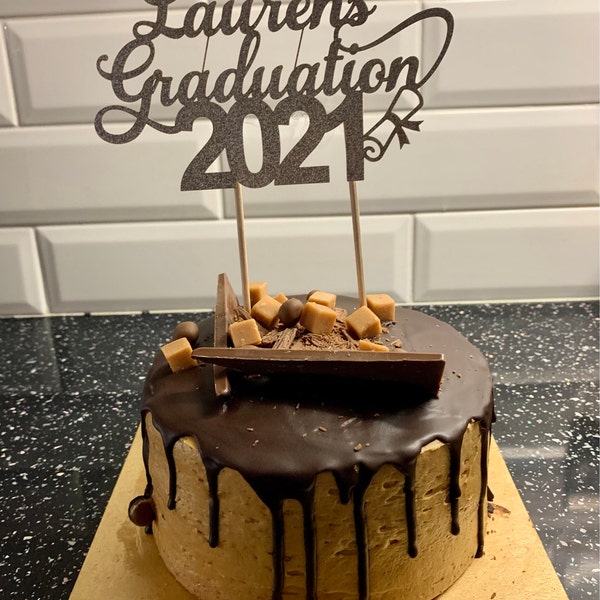 Custom Graduation Glitter Cake Topper, Personalised Cake Topper, Any ...