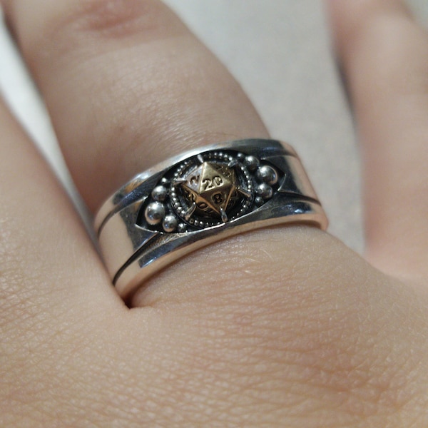 D20 Mens Band Mixed Metals Sterling and 14k Options the Original D&D ...