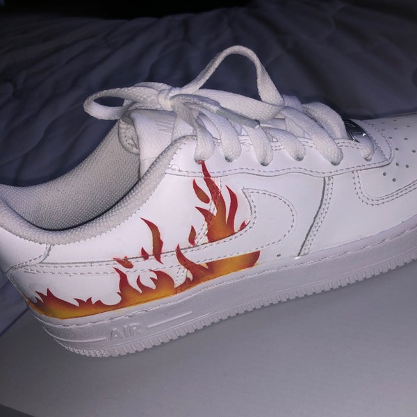 Hand Painted Custom Air Force 1 Low Fire Flame AF1 Customized Made to ...