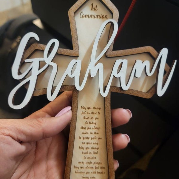 First Holy Communion Personalized Wooden Cross Prayer Baptism Cross ...