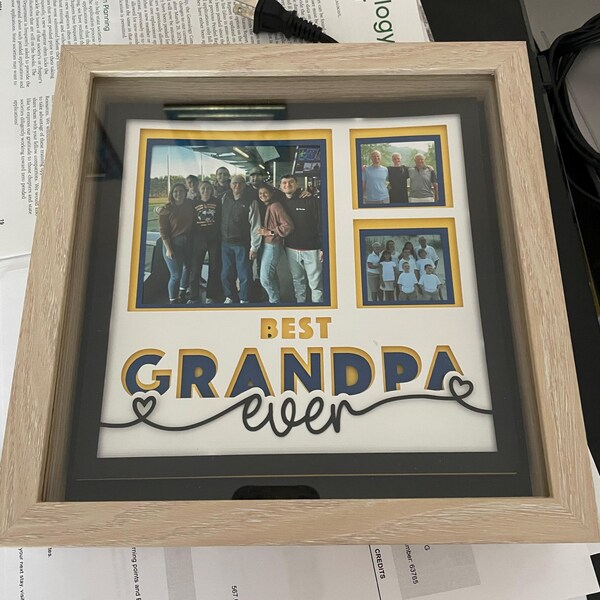 3D Best Grandpa Ever Shadow Box Svg With Photos, Father's Day Shadow ...