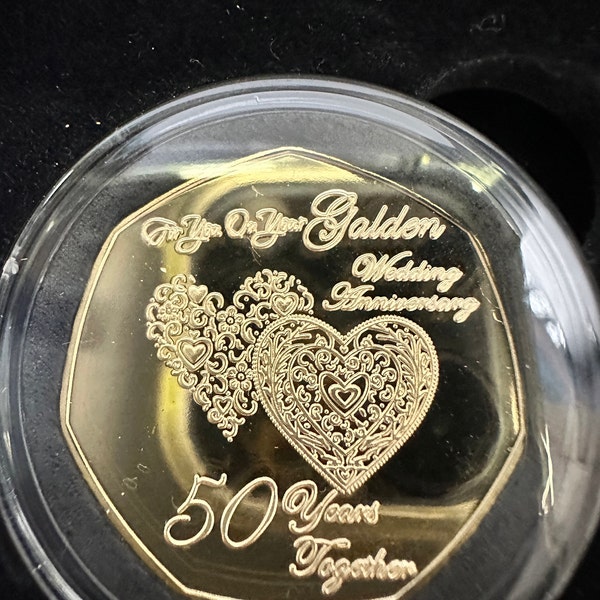 50th GOLDEN WEDDING ANNIVERSARY 24ct Gold Commemorative in Presentation ...