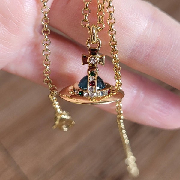 Vivienne Westwood Gold Large Pink 3D Orb Pendant Chain Necklace With ...