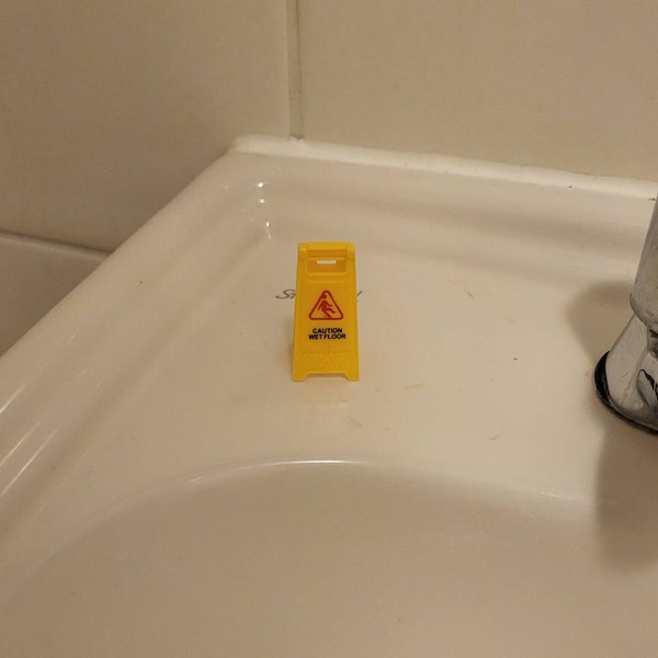 Miniature Warning Sign Mini Floor Caution Sign Yellow Plastic Notice 1/ ...