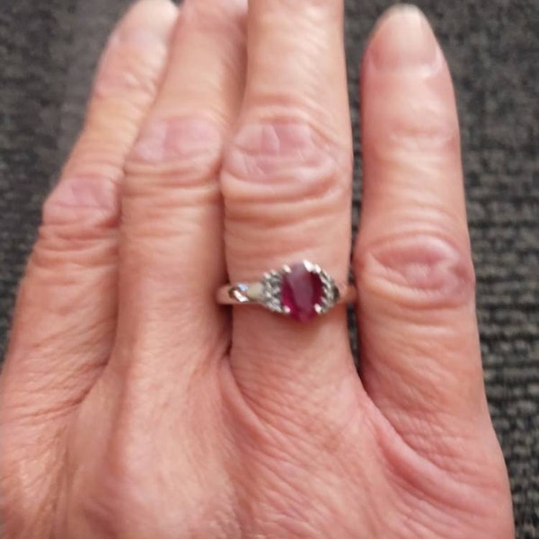 Natural Octagon Ruby Ring, Men's Ring in 14K White Gold, Men's ...