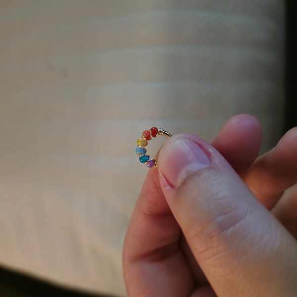 Gold Rainbow Clicker 1.2mm (16ga) Suitable for Septum, Daith, Rook, Conch, Helix, Cartilage 16g ...