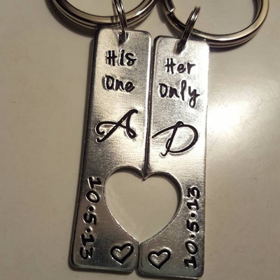 Personalised His and Hers Keyrings Personalized Couples - Etsy